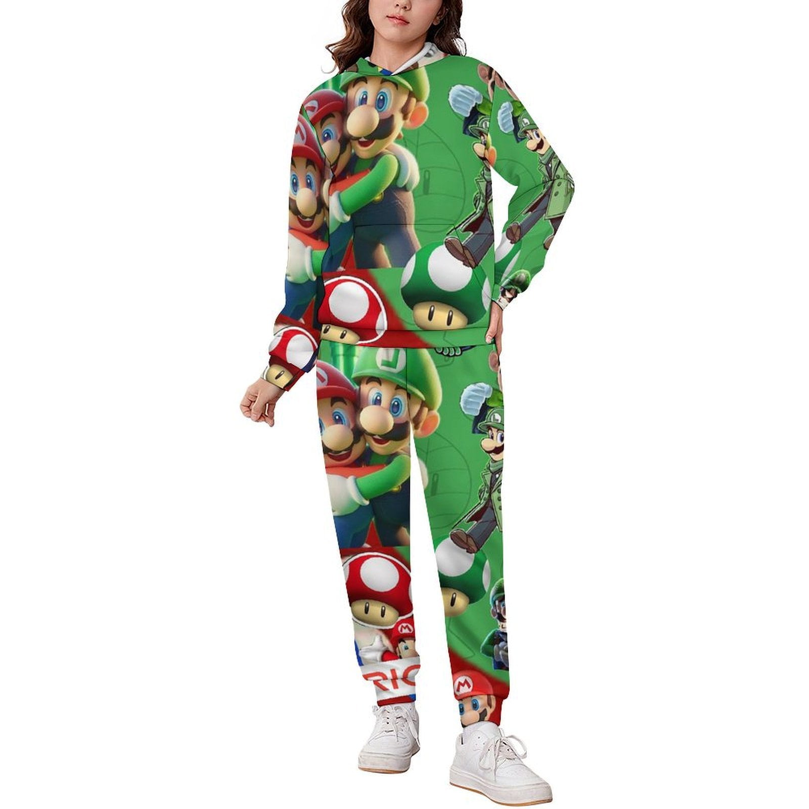 Super Mario Boys 2 Piece Tracksuit Athletic Sweatsuits Sets Hooded ...
