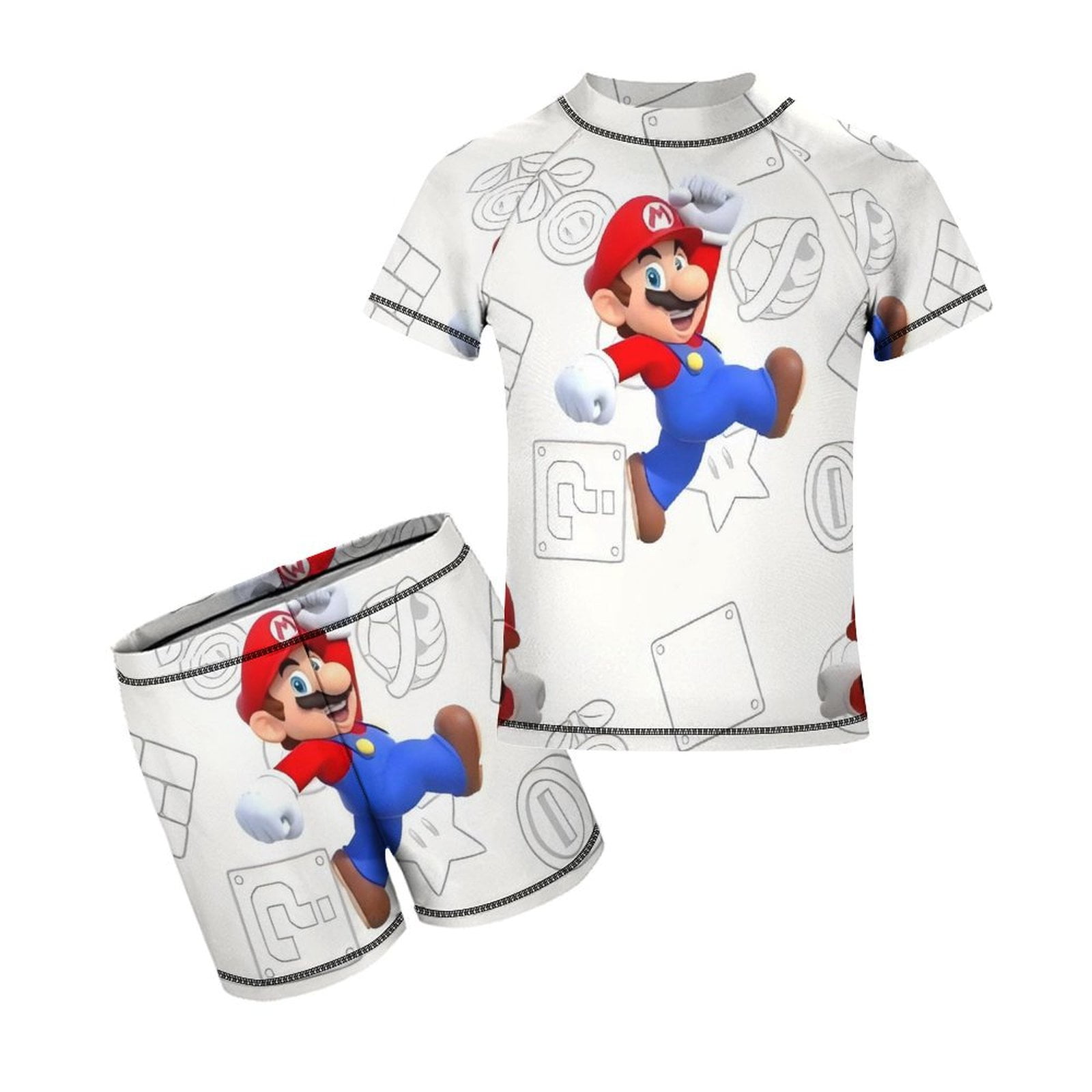 Super Mario Boys 2 piece swimsuit set short sleeve 7-9Y（120cm）swimsuit ...