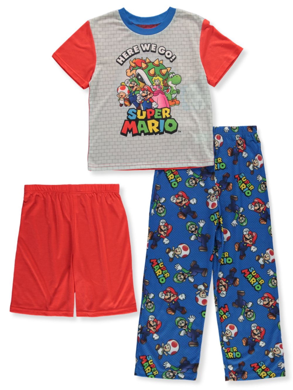Super Mario Boys' 3-Piece Pajamas Set - red/multi, 6 - 7 (Big Boys ...