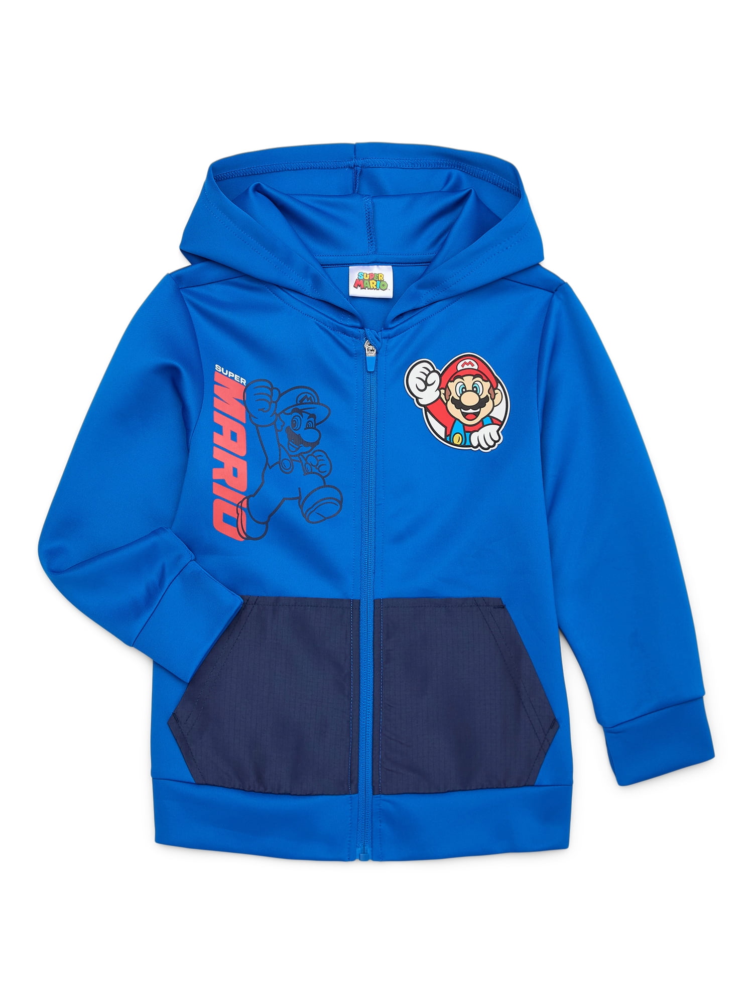 Brandclub - Super Mario Boys’ Active Jacket with Hood, Sizes 4-16
