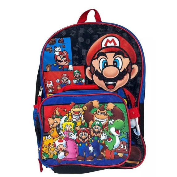 Super Mario Boys Backpack 16" Backpack & Insulated Lunch Bag - Walmart.com