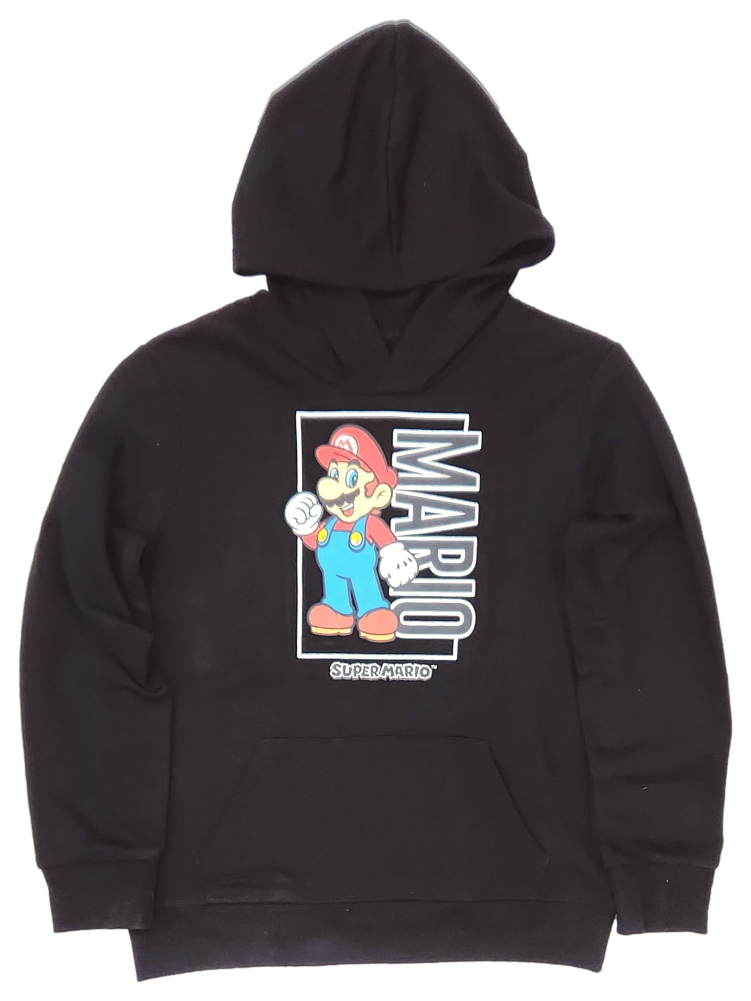 Super Mario Boys Black Mario Sweatshirt With Front Pocket Hoodie Jacket ...
