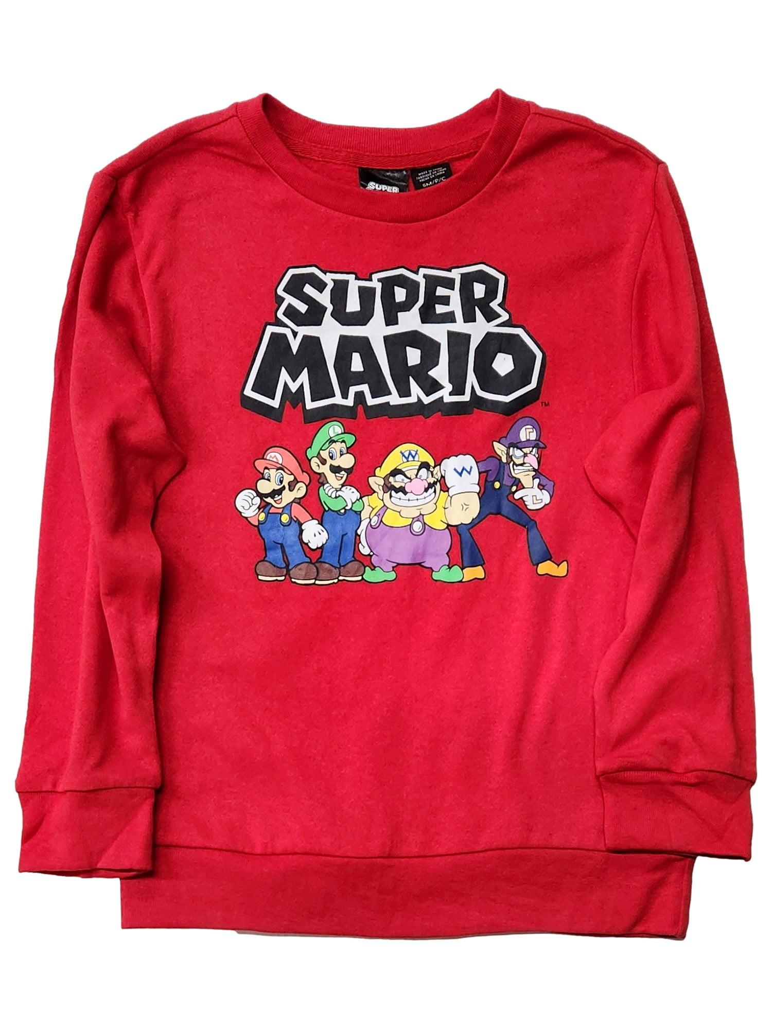 Super Mario Boys Red Mario & Luigi Long Sleeve Sweatshirt Jacket Large ...