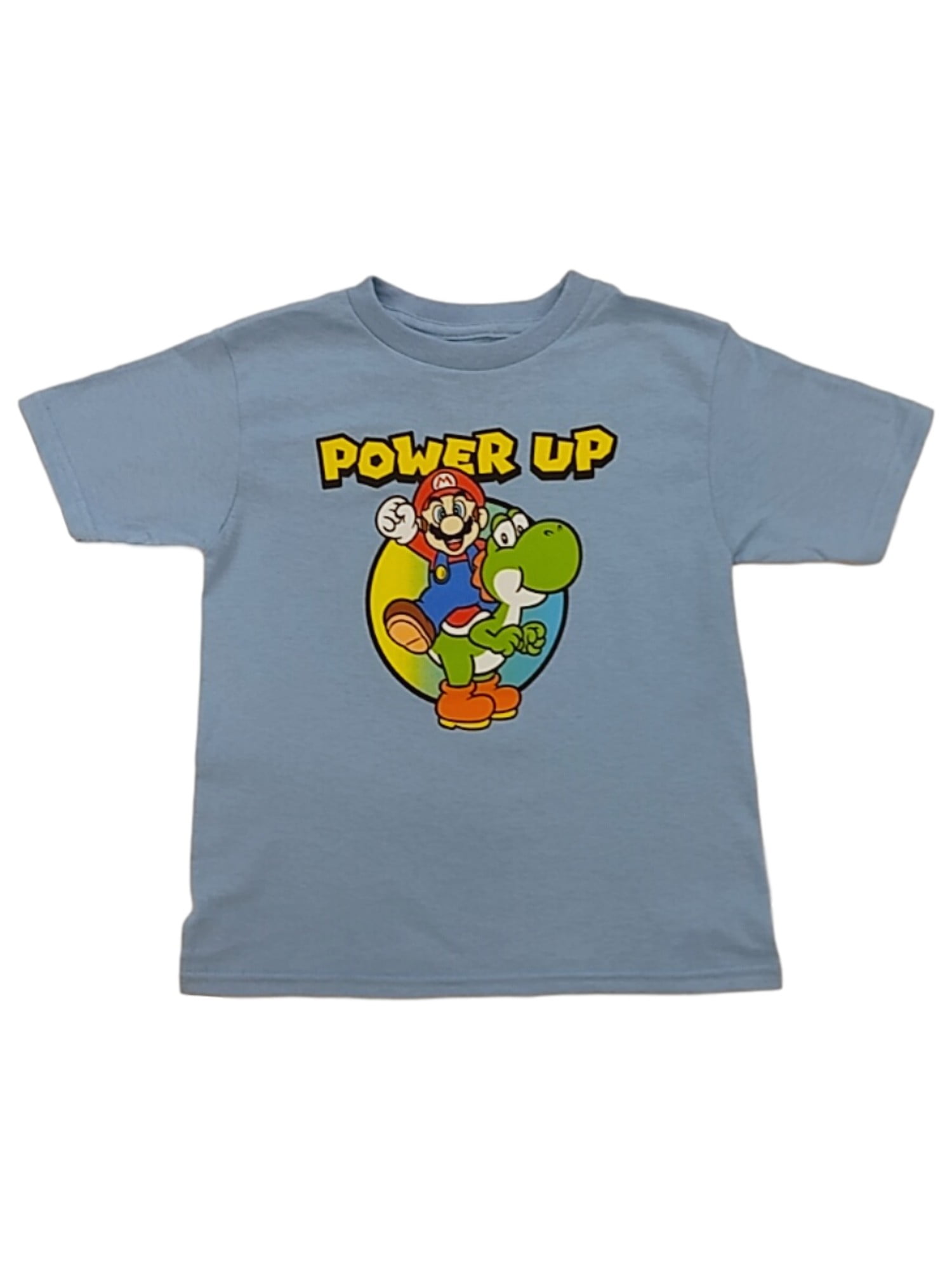 Super Mario Boys Blue Mario & Yoshi T-Shirt Power Up Tee Shirt 4 ...