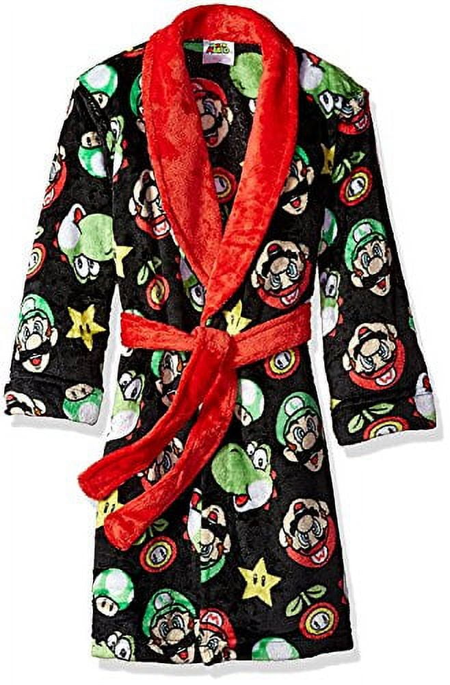 Super Mario Boys Fleece Bathrobe Robe (Large / 10-12, Black/Red ...