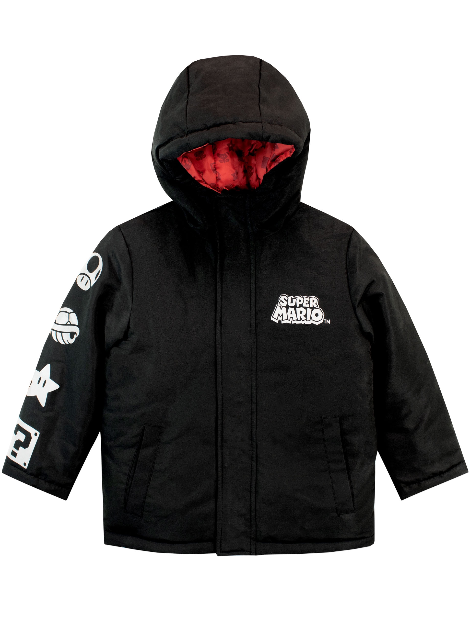 Super Mario Boys Gaming Rain Coat Black Sizes 6-12, Reflective Symbols ...