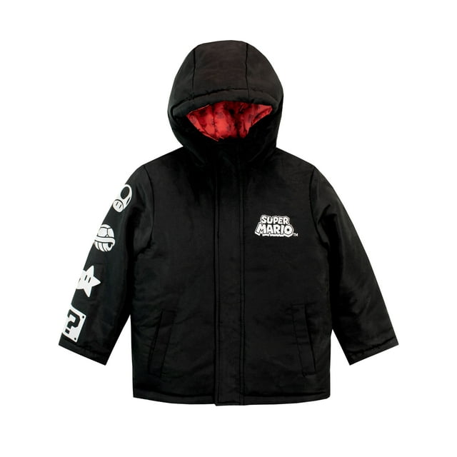 Super Mario Boys Gaming Symbol Rain Coat Black Sizes 6-12 - Walmart.com