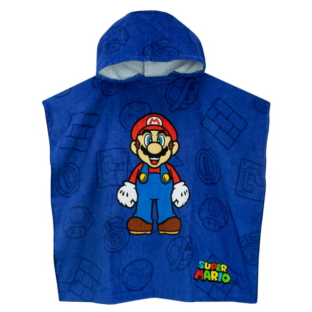 Super Mario Boys Mario Towel Poncho One Size - Walmart.com