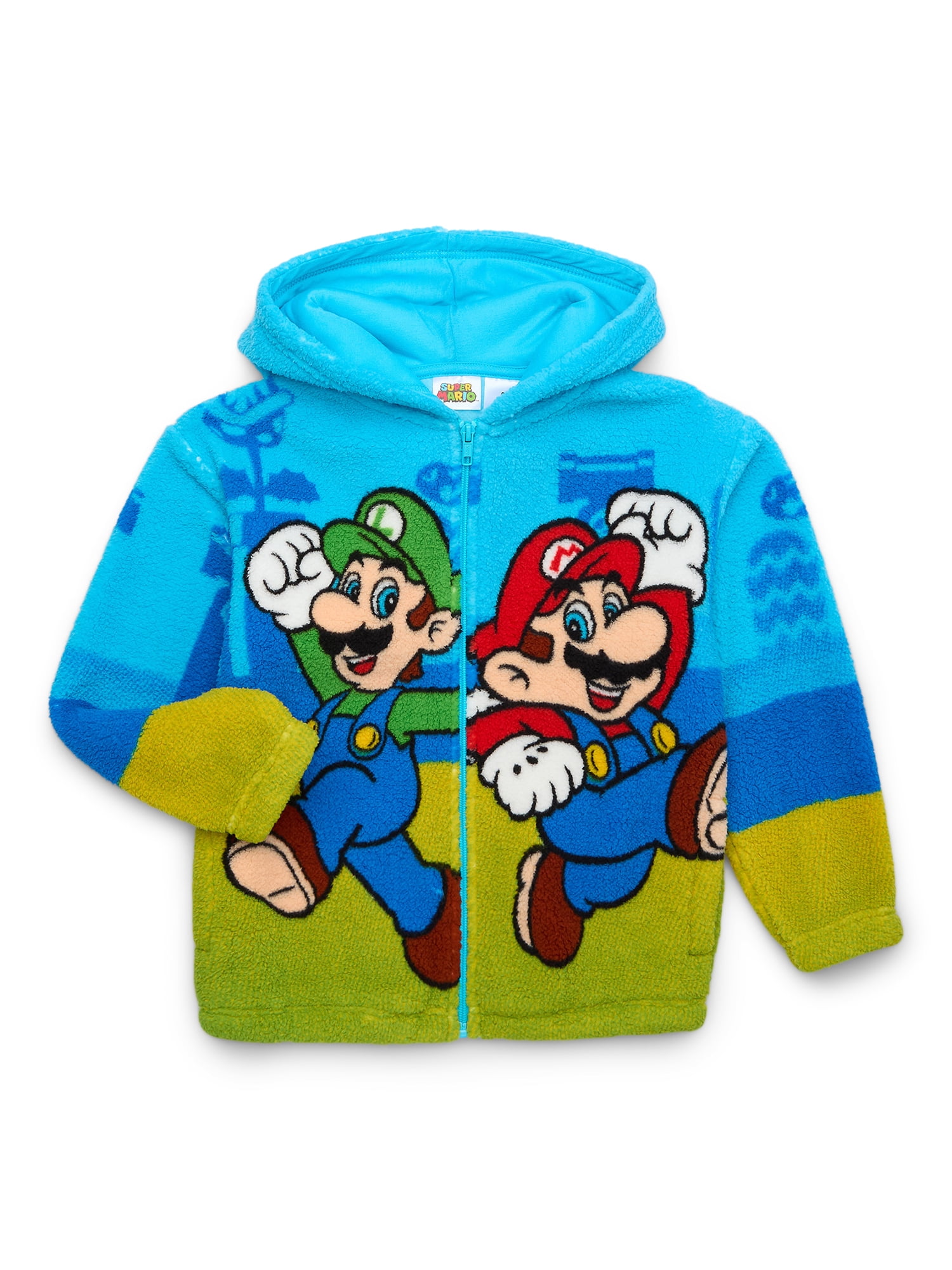 Super Mario Boys Plush Zip-Up Hooded Jacket, Sizes 4-12 - Walmart.com