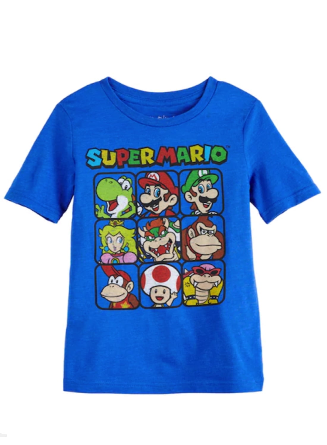 Super Mario Boys' Short Sleeve T-Shirt - Sizes 4-8 (Little/Big Boys ...