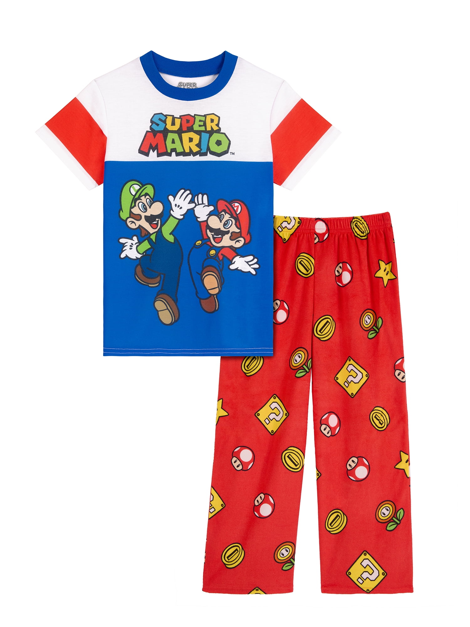 Super Mario Boys Short Sleeve Top and Sleep Pants Pajama Set, 2-Piece ...