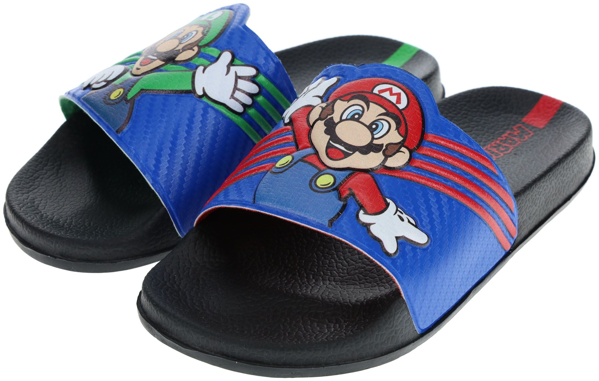 Super Mario Boys Sport Slide Sandal, Mario & Luigi Mismatch Sandals ...