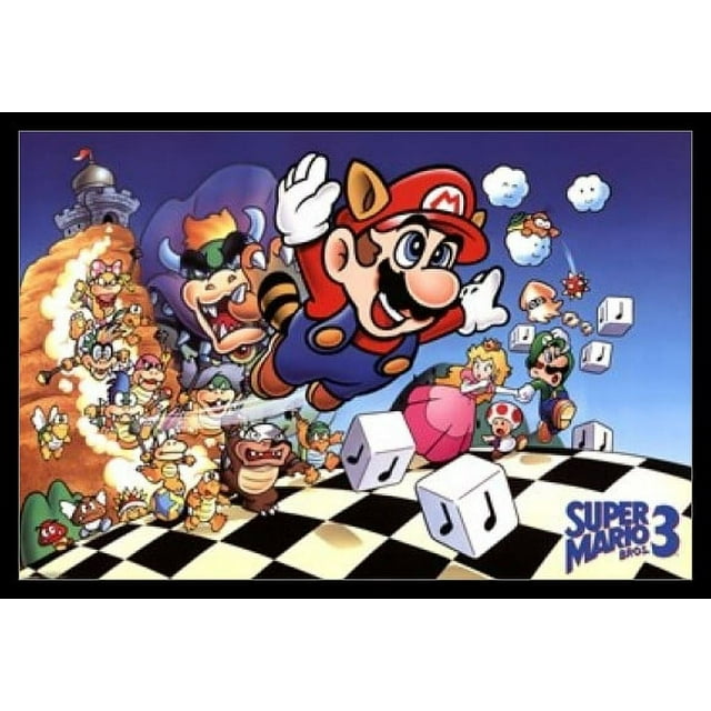 Super Mario Bros. 3 Laminated & Framed Poster (36 x 24) - Walmart.com