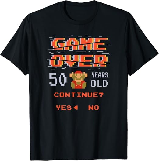 Super Mario Bros 50th Birthday Game Over Vintage NES Screen T-Shirt ...