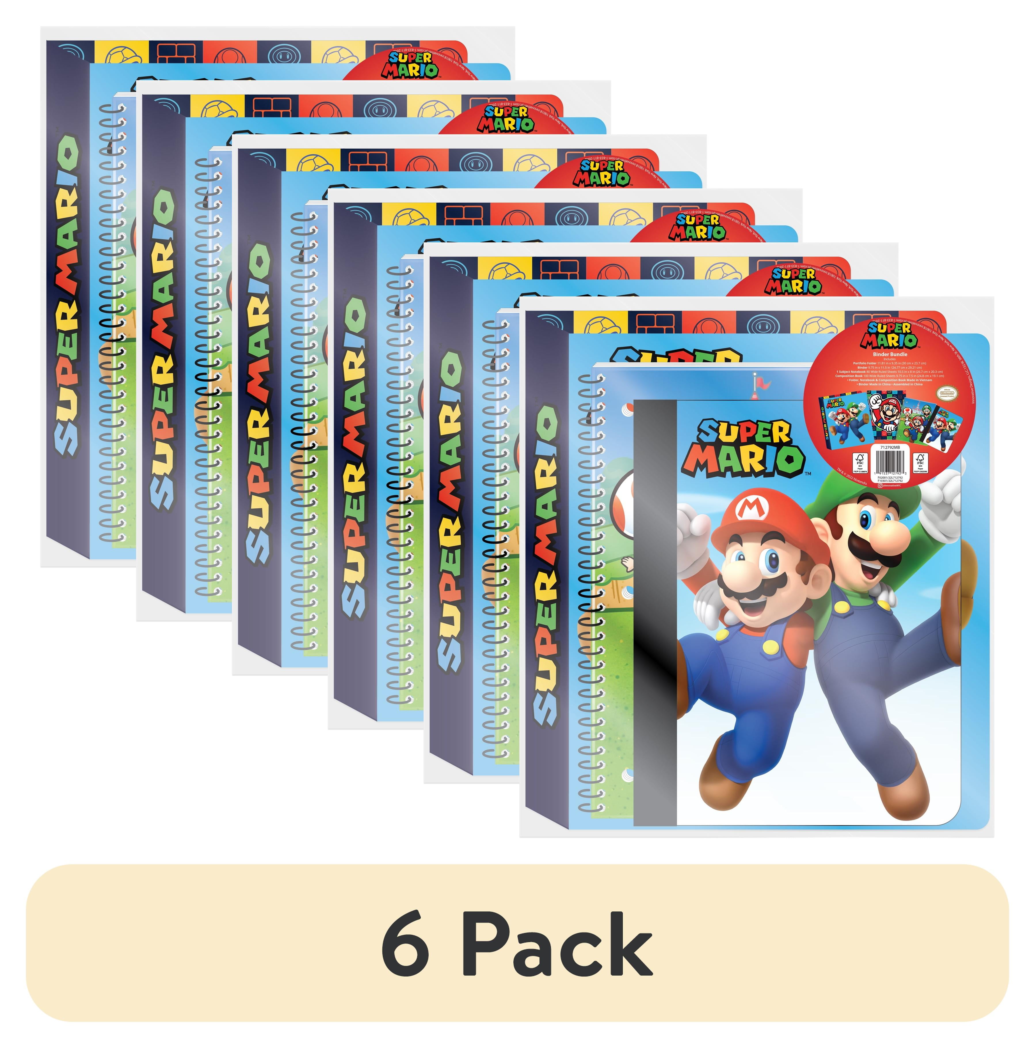 (6 pack) Super Mario Bros. Bundle: 3-Ring Binder (1 inch Round O-Rings ...