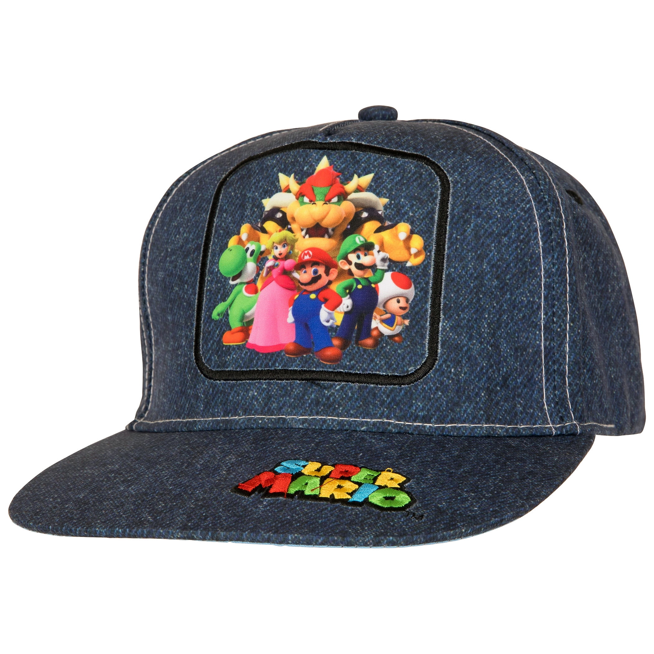 Nintendo Super Mario Bros Cast Denim Youth Hat - Adjustable Snapback ...