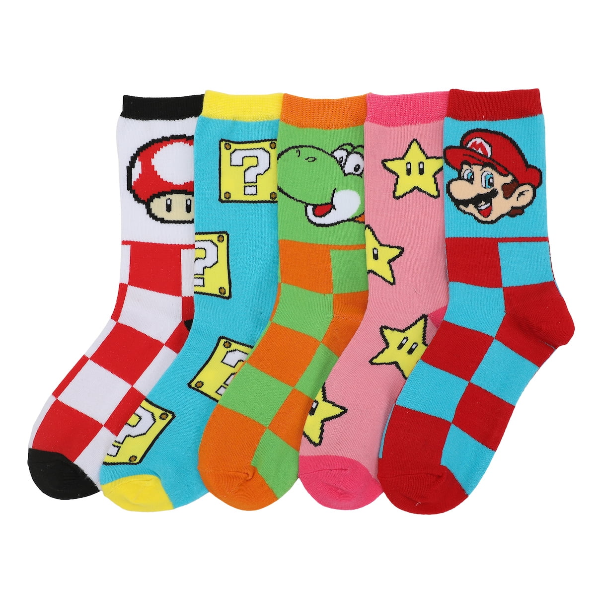 Bioworld Super Mario Bros. Adult Women Crew Socks 5-Pack, Polyester ...