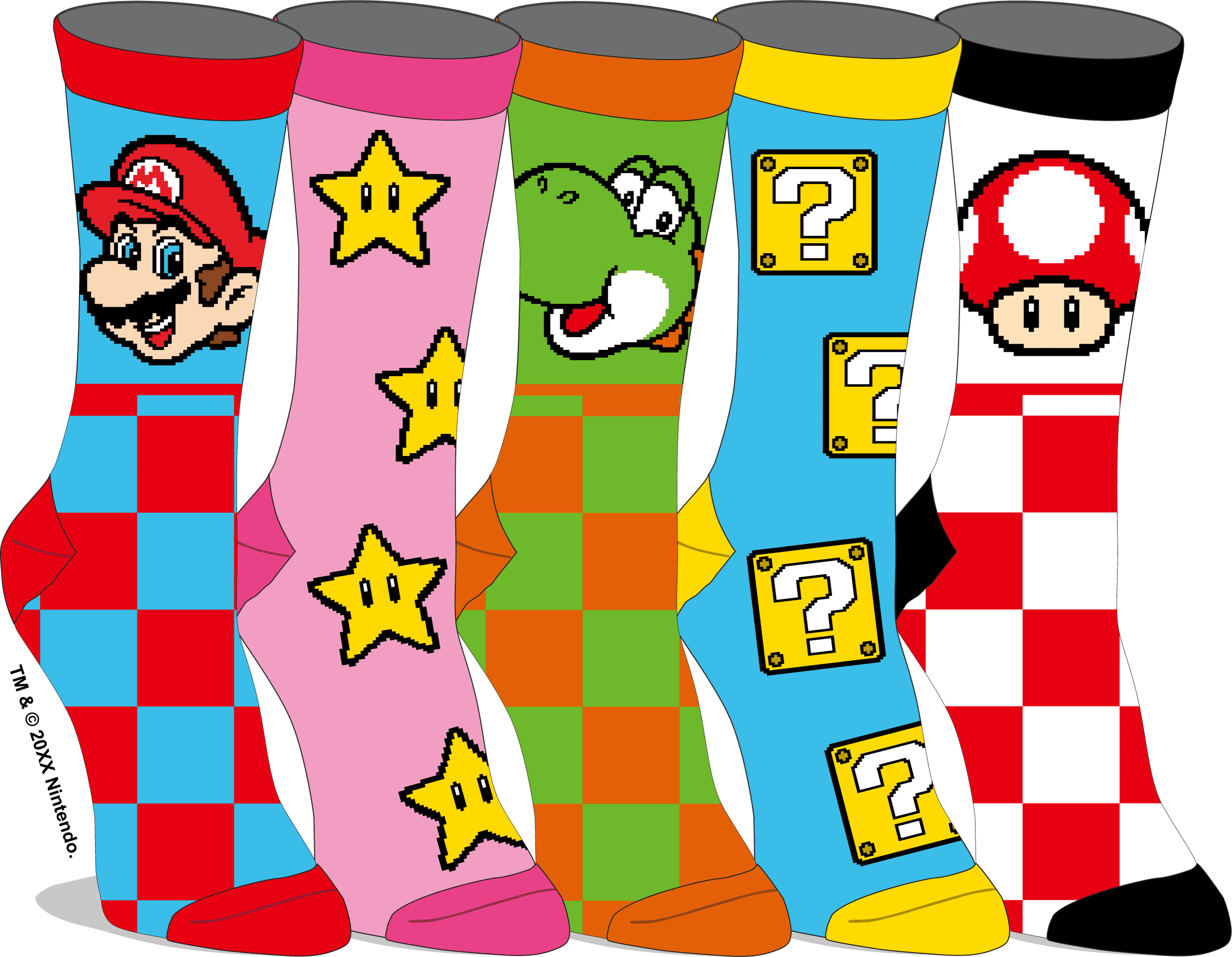 Super Mario Bros. Adult Crew Socks 5-Pack - Walmart.com