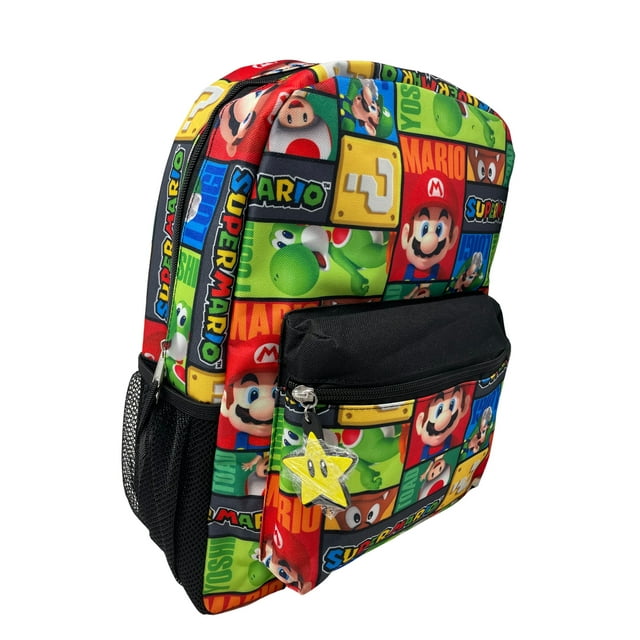"Super Mario Bros. Nintendo Kids Backpack: 16"" Character Print Bookbag ...