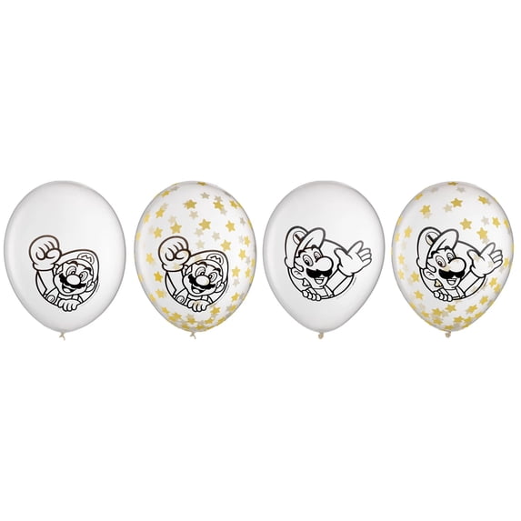 Super Mario Bros Birthday Party Clear Latex Balloons with Stars ...