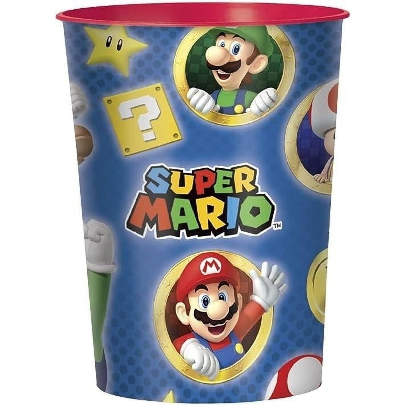 Amscan Super Mario Party Plastic Favor Cup, 16oz, Durable and Reusable ...