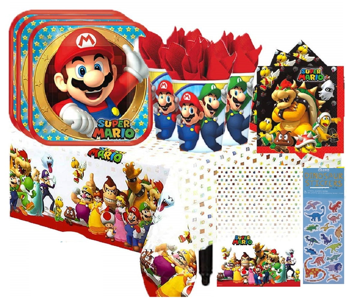 Super Mario Bros Birthday Party Supplies Bundle includes 16 Paper ...