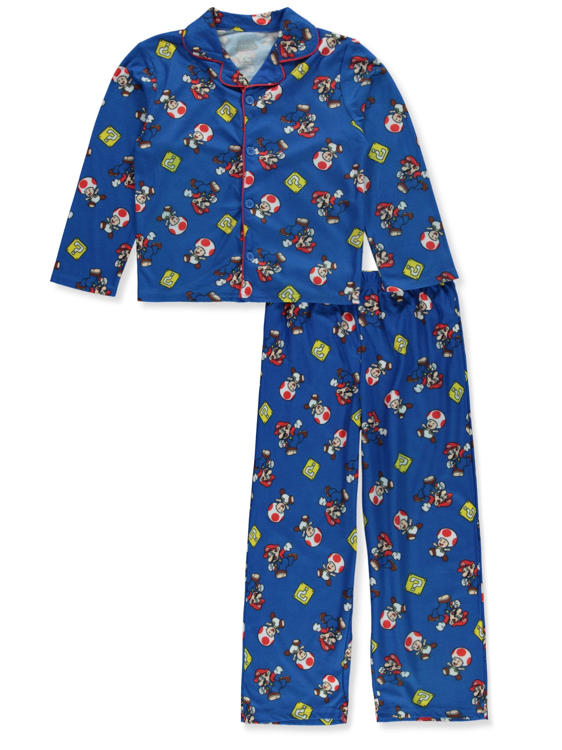 Super Mario Bros. Boys' 2-Piece Coat Pajamas Set - blue, 10 - 12 (Big ...