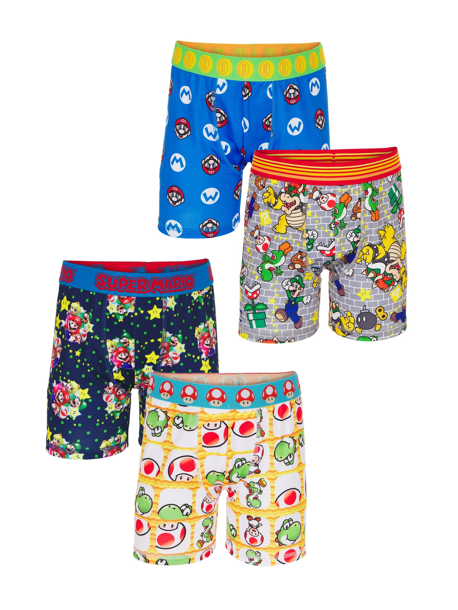 Super Mario Bros Boys Boxer Briefs, 4 Pack, Multicolor, Sizes 4-10 ...