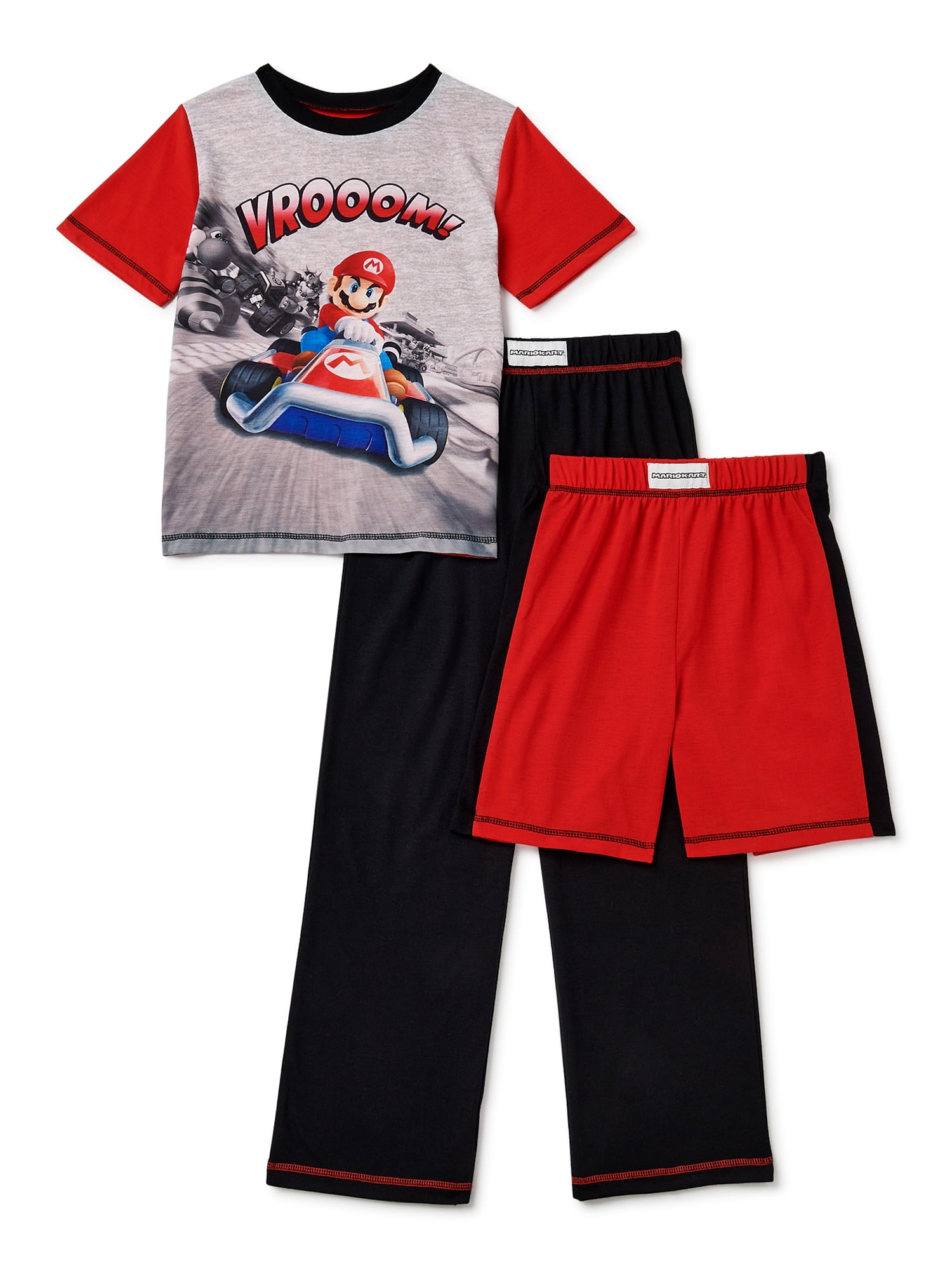 Super Mario Bros Boys Short Sleeve Top, Pants and Shorts, 3-Piece ...