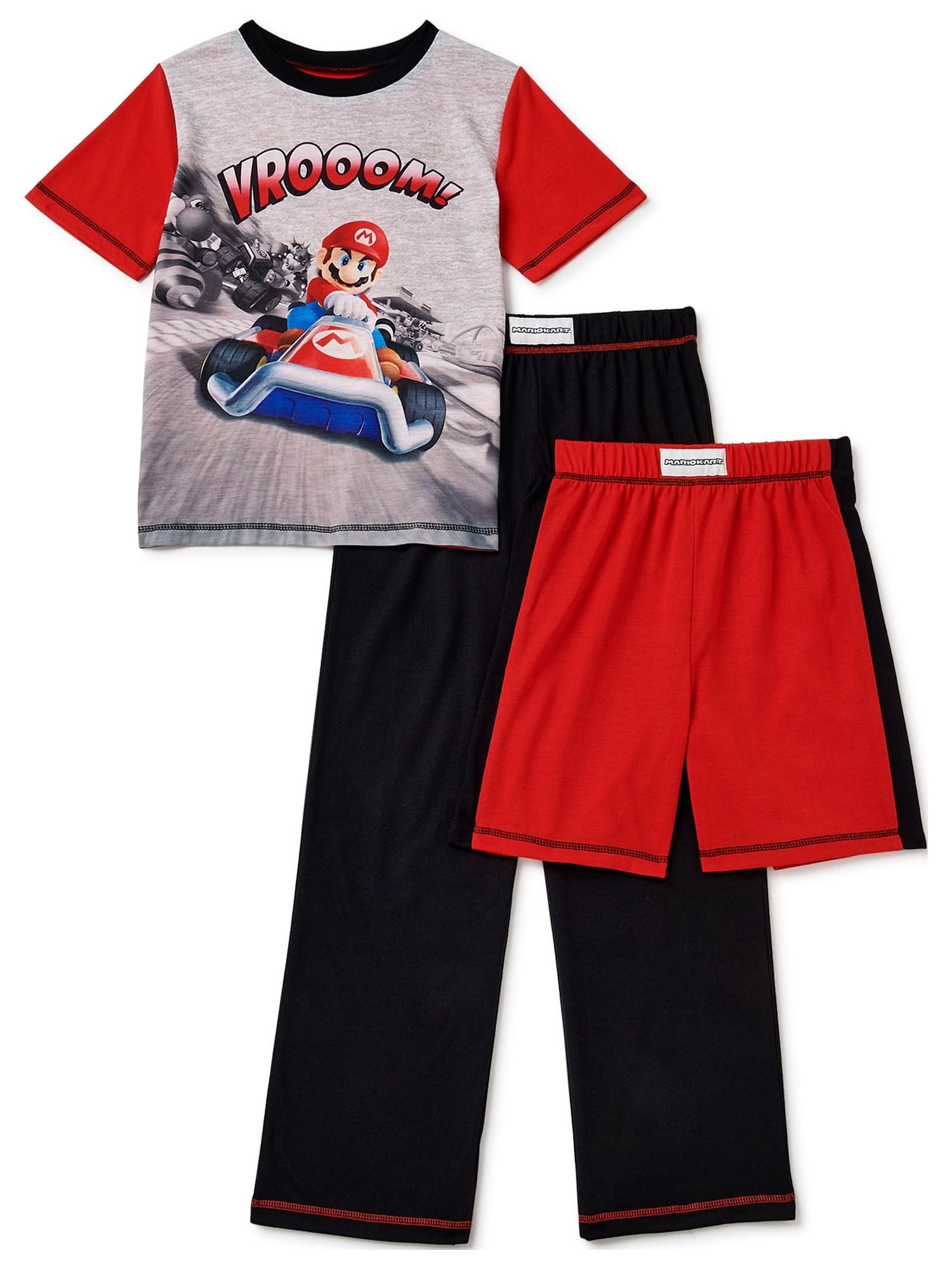 Super Mario Bros Boys Short Sleeve Top, Pants and Shorts, 3-Piece ...