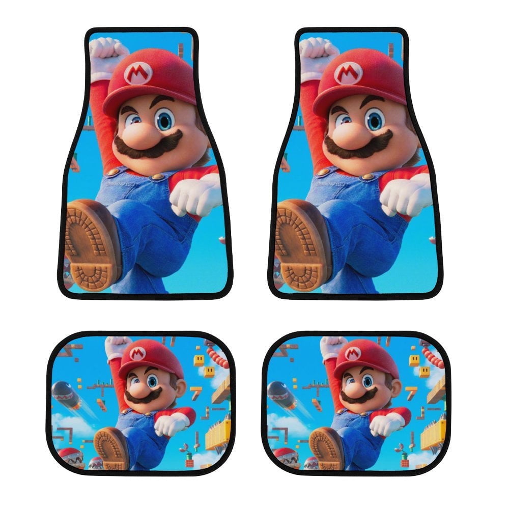 Super Mario Bros Car Floor Mat Set 4-Piece Front/Rear Auto Foot Mats ...
