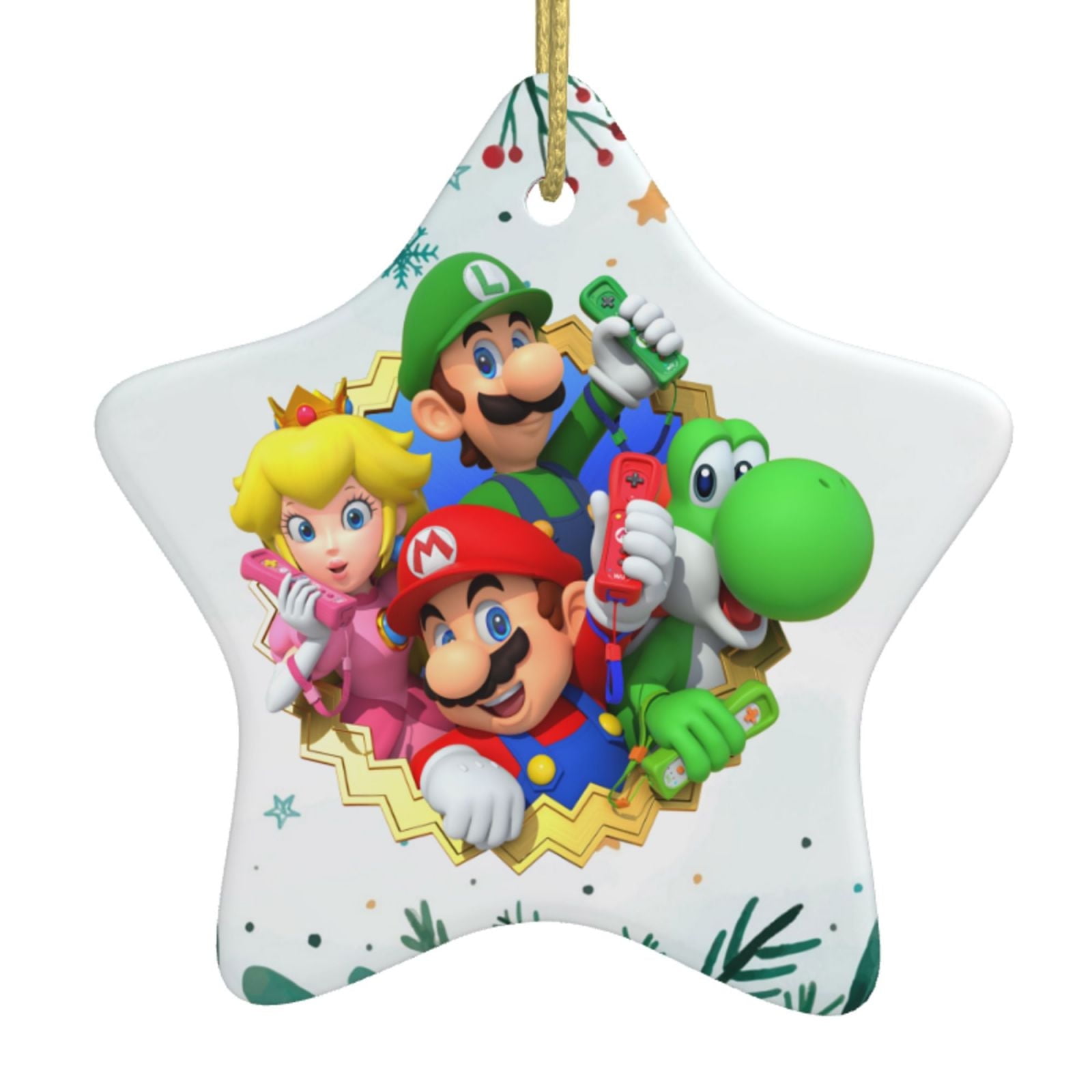 Super Mario Bros Christmas Ornament Xmas Tree Ceramic Star Hanging ...