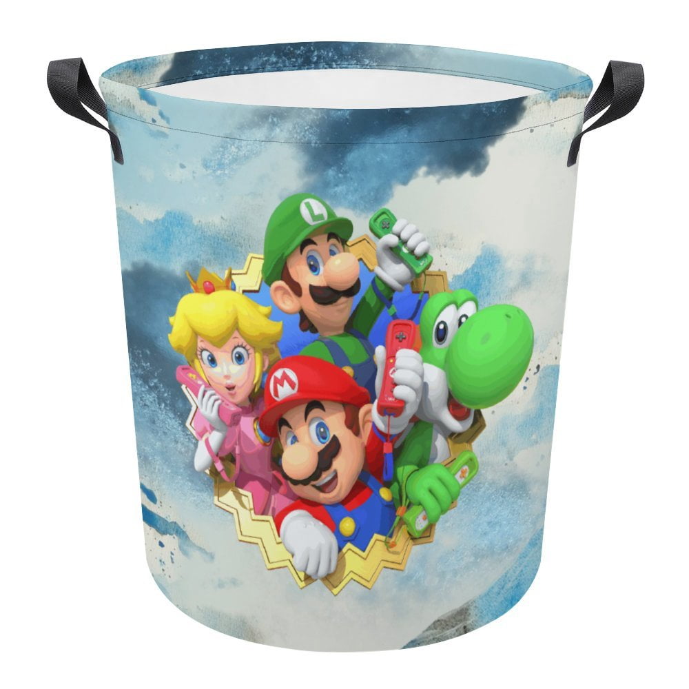 Super Mario Bros Circular Laundry Hamper Foldable Large Storage Baskets ...