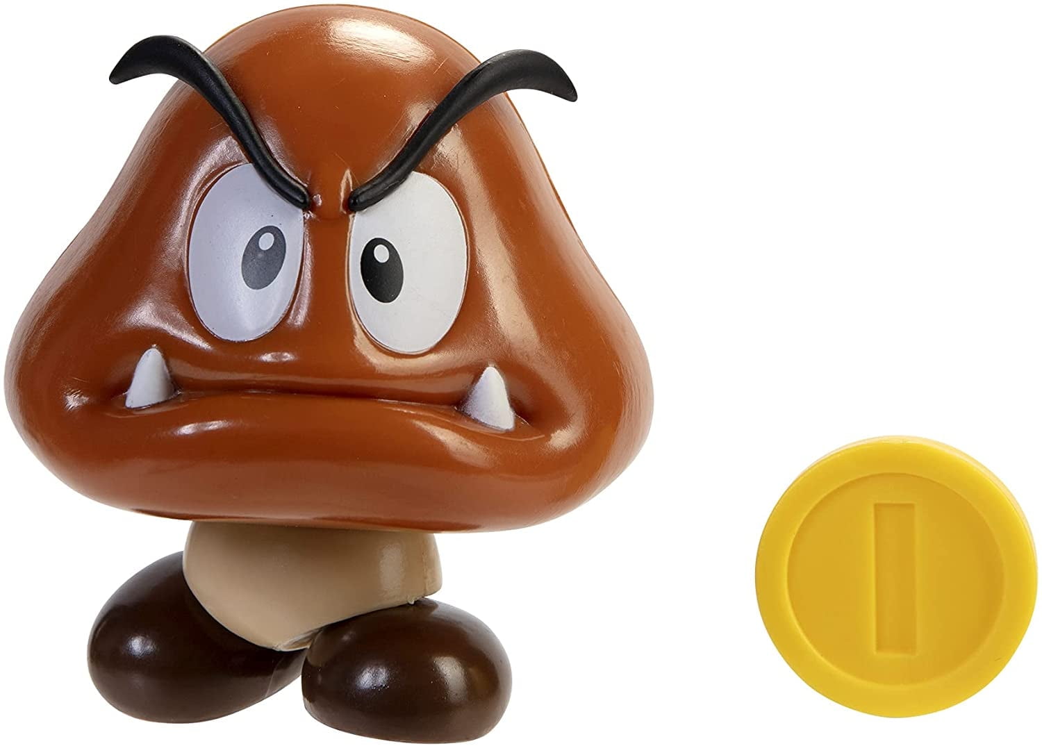 SUPER MARIO 4 Inch Goomba Action Figure with Collectible Coin Accessory ...