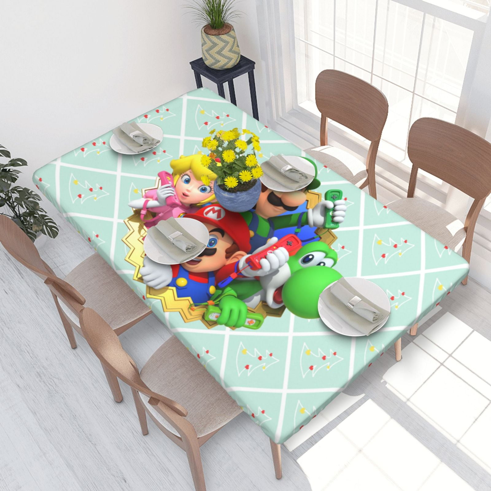 Super Mario Bros Elastic Edged Table Cover Reusable Fitted Rectangle ...
