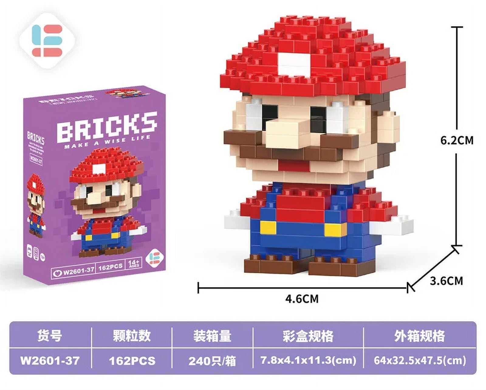 Super Mario Bros Figure Micro Building Blocks Bowser Luigi Yoshi DIY ...
