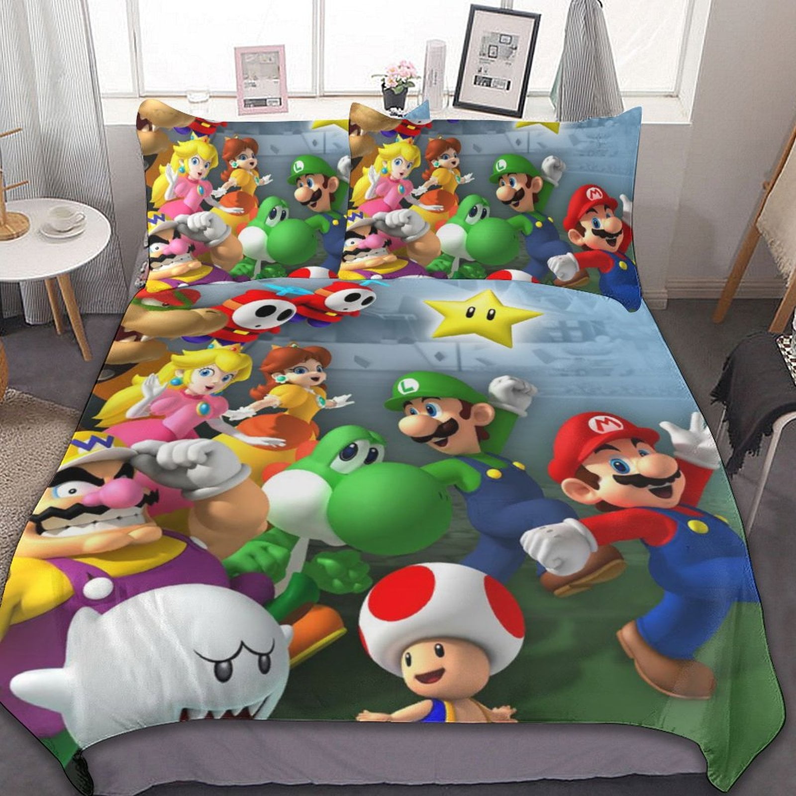 Aoivkut Super Mario Bros Bedding Set, 3-Piece Duvet Cover and Pillow ...