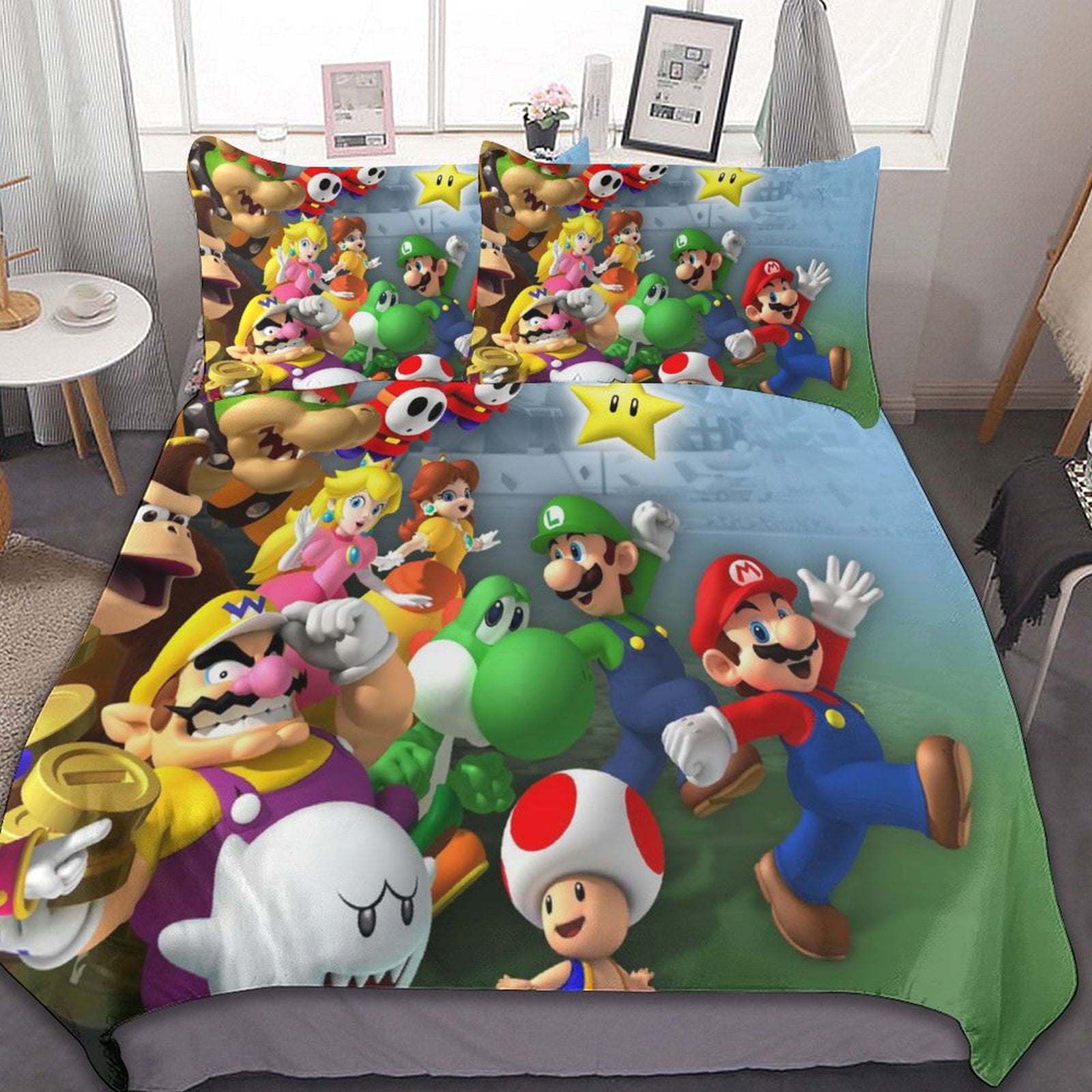 Aoivkut Super Mario Bros Bedding Set, 3-Piece Comforter Set with Duvet ...