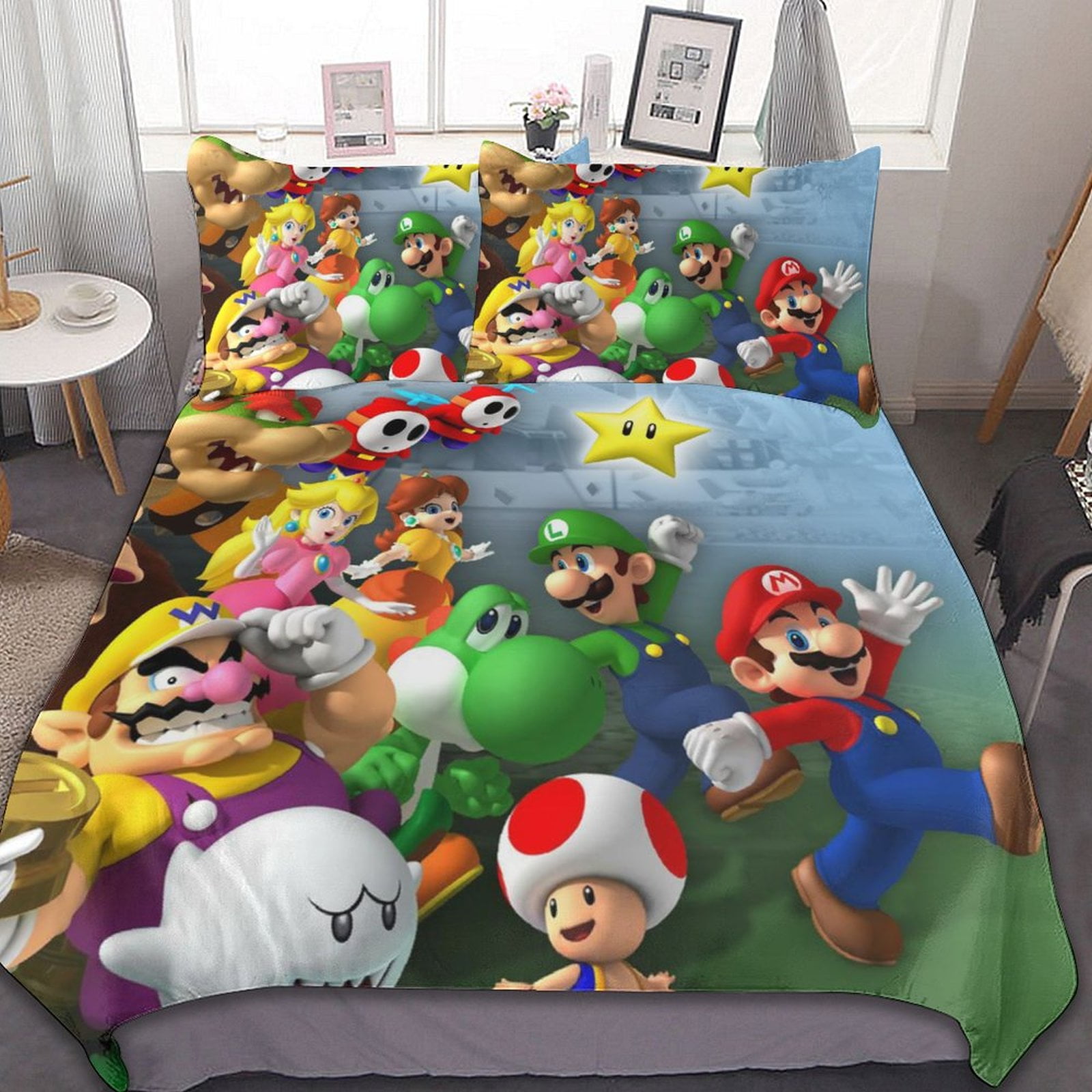 Aoivkut Super Mario Bros Bedding Set, 3-Piece with Duvet Cover and ...