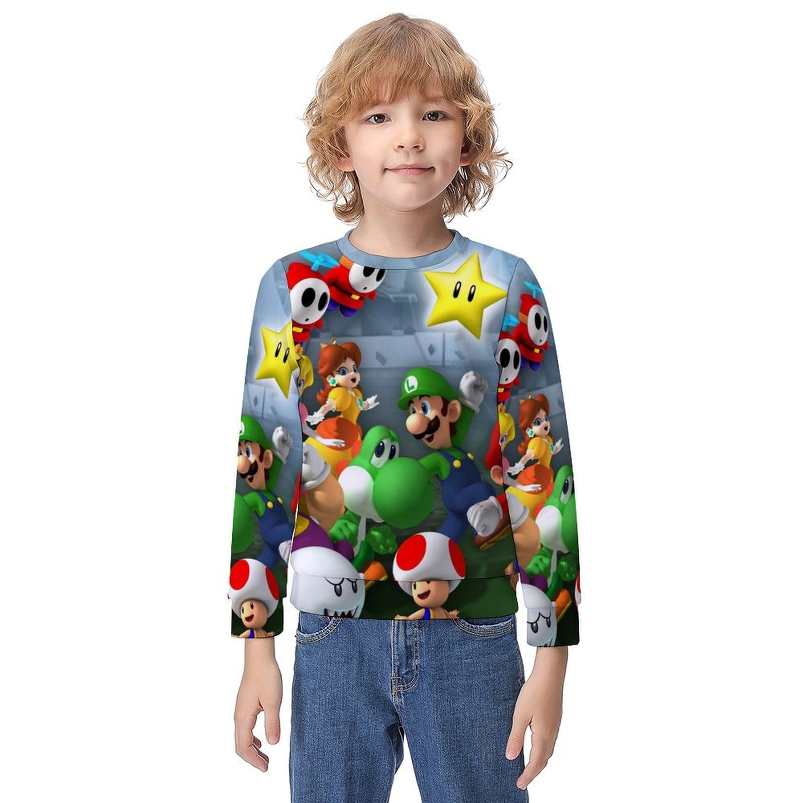 Super Mario Bros Game Children Pullover Sweater Sweatshirts Fashion 3D ...