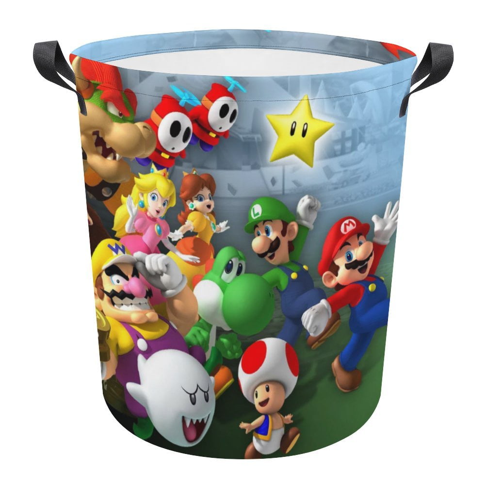 Super Mario Bros Game Circular Laundry Hamper Foldable Large Storage ...