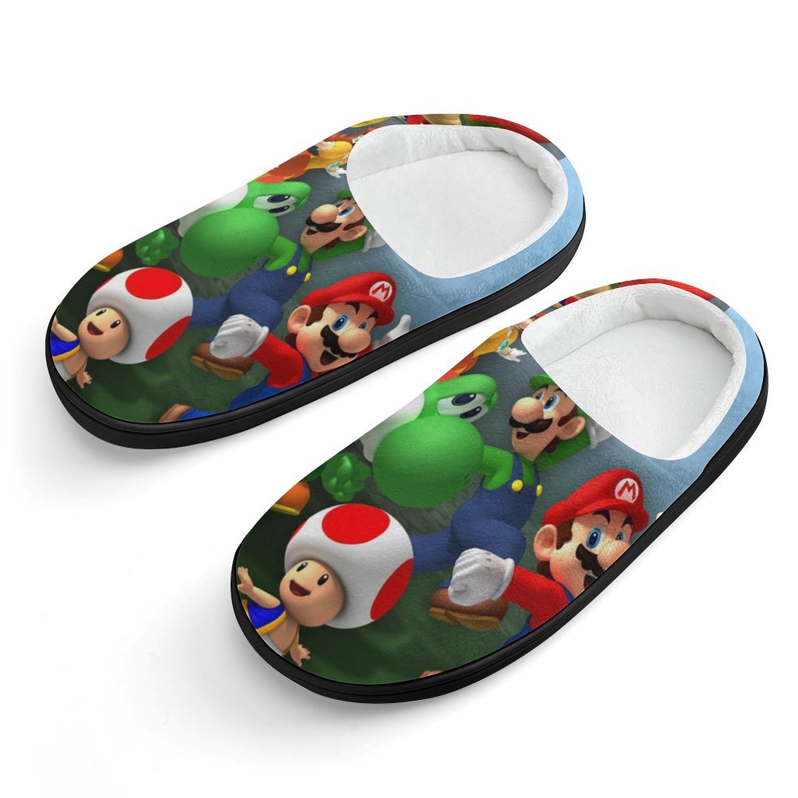 Super Mario Bros Game Cotton Slippers For Kids Winter Warm Soft Plush ...