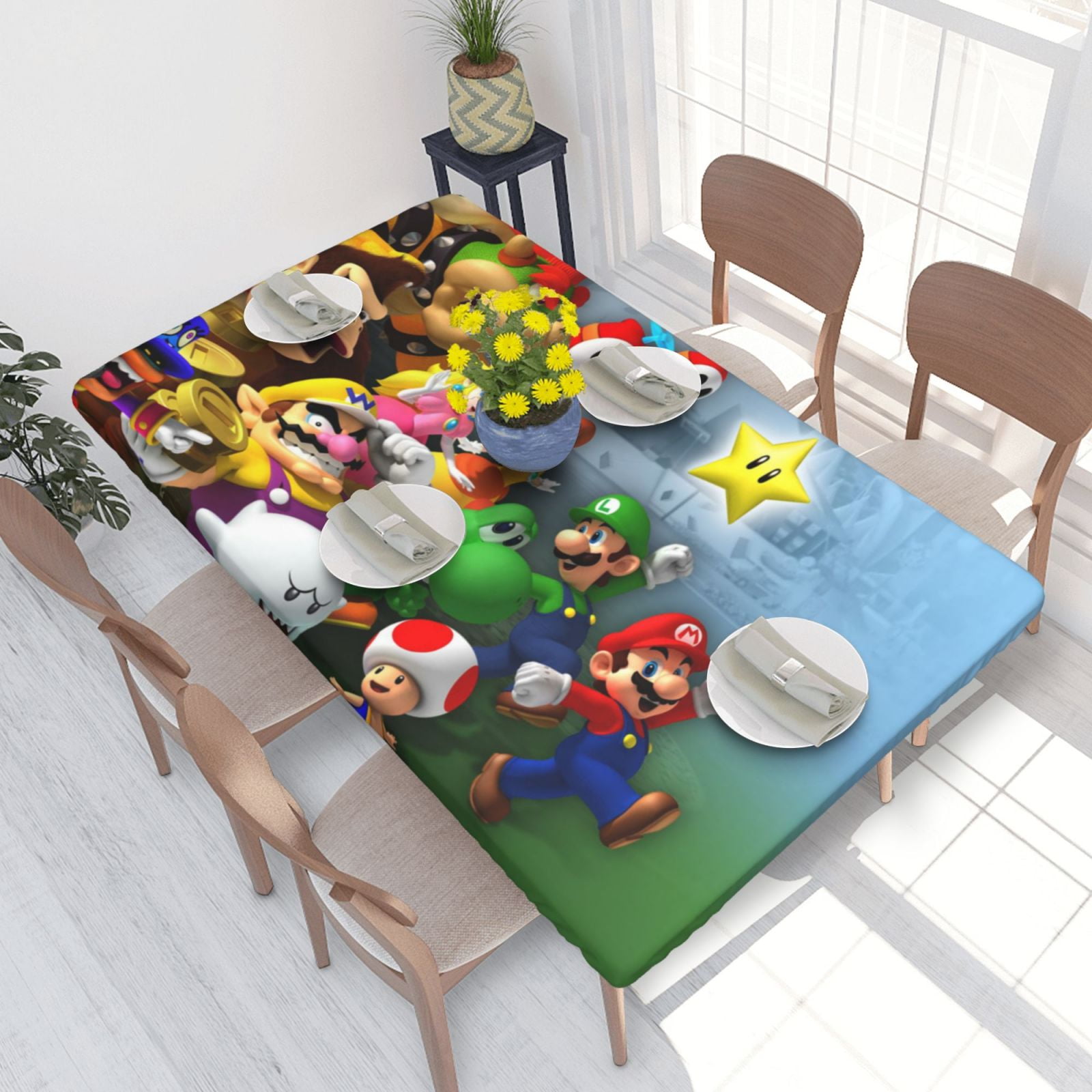 Super Mario Bros Game Elastic Edged Table Cover Reusable Fitted ...