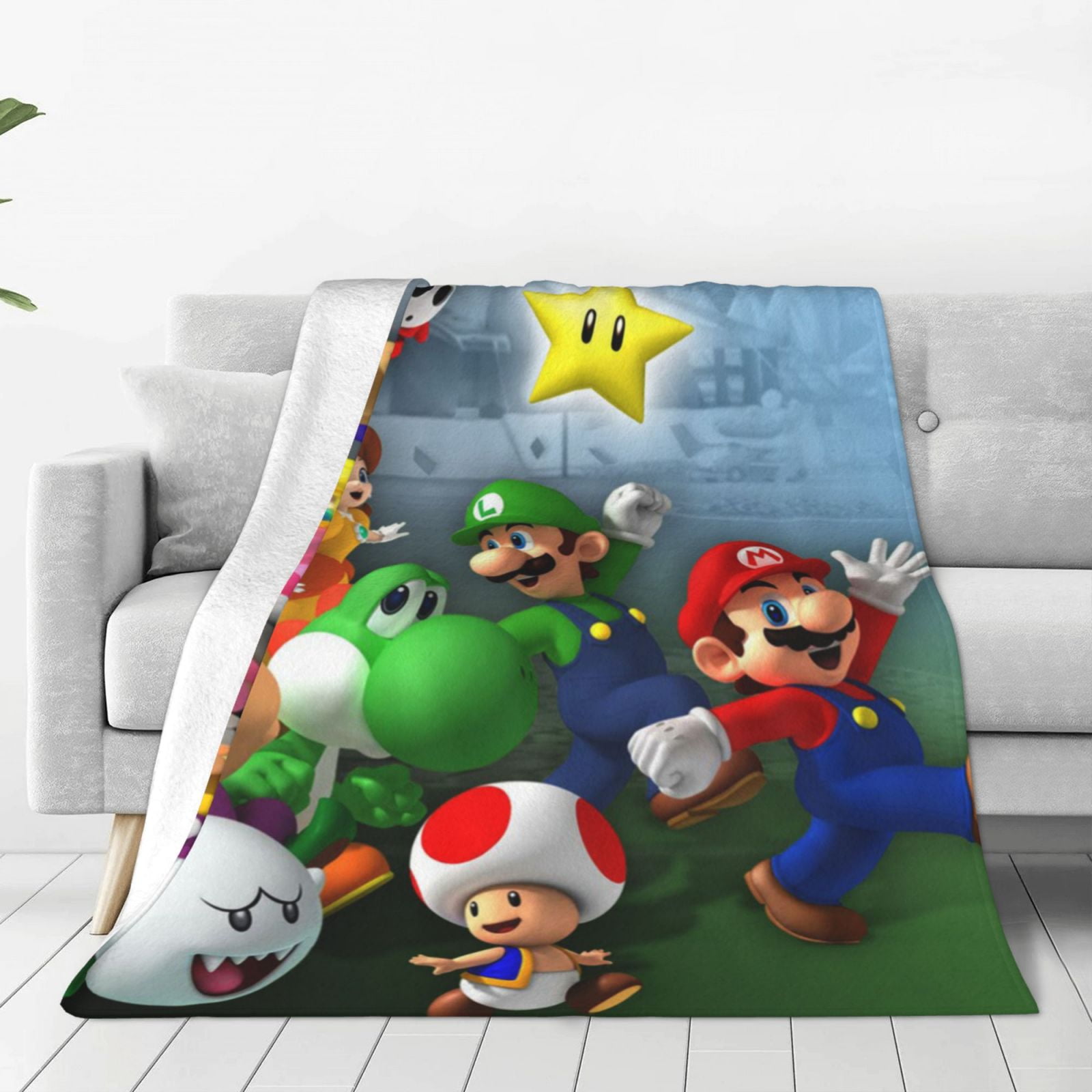 Super Mario Bros Game Flannel Blanket Cozy Ultra-Soft Micro Fleece ...