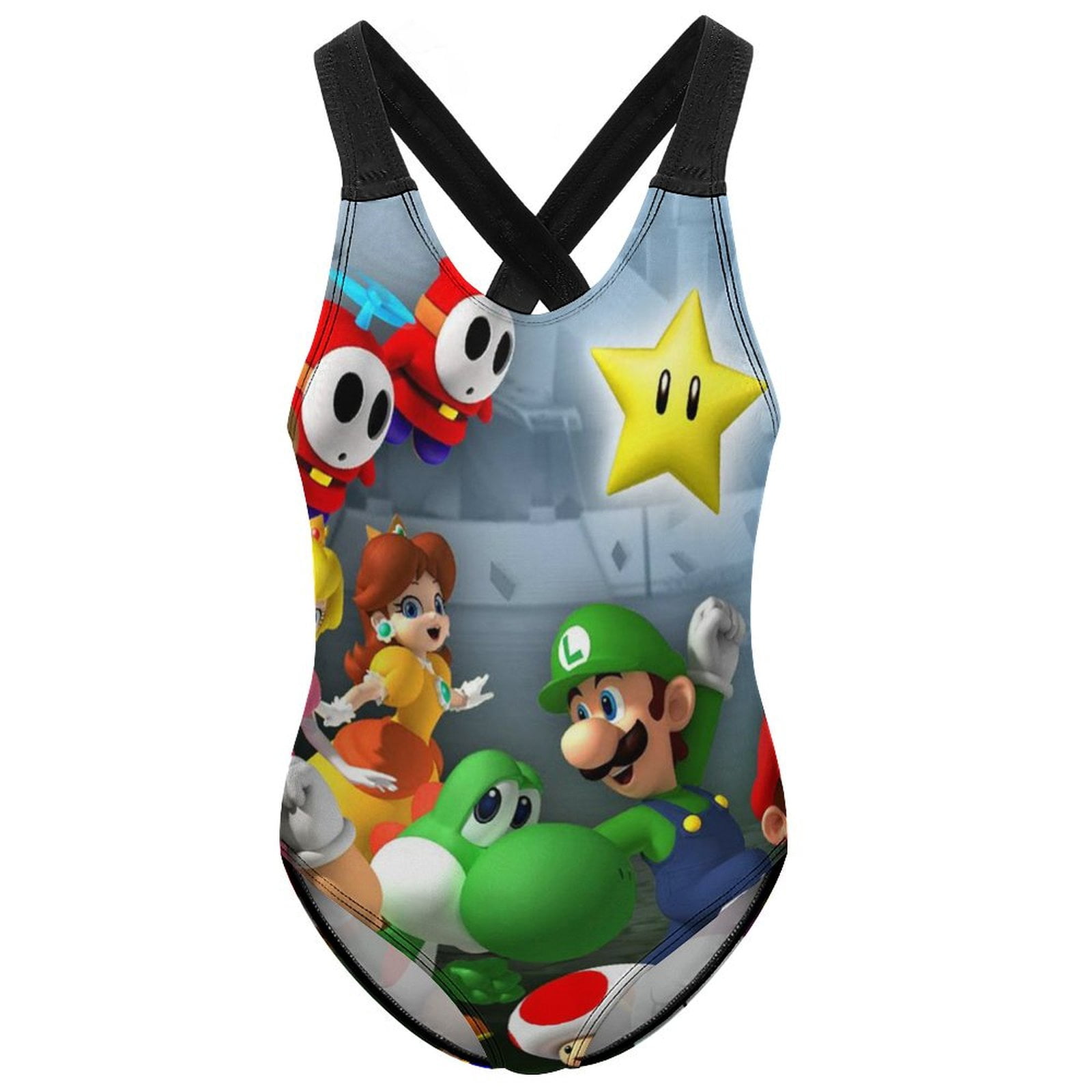 Super Mario Bros Game Girl's One-piece Swimsuit Summer Children's Beach ...