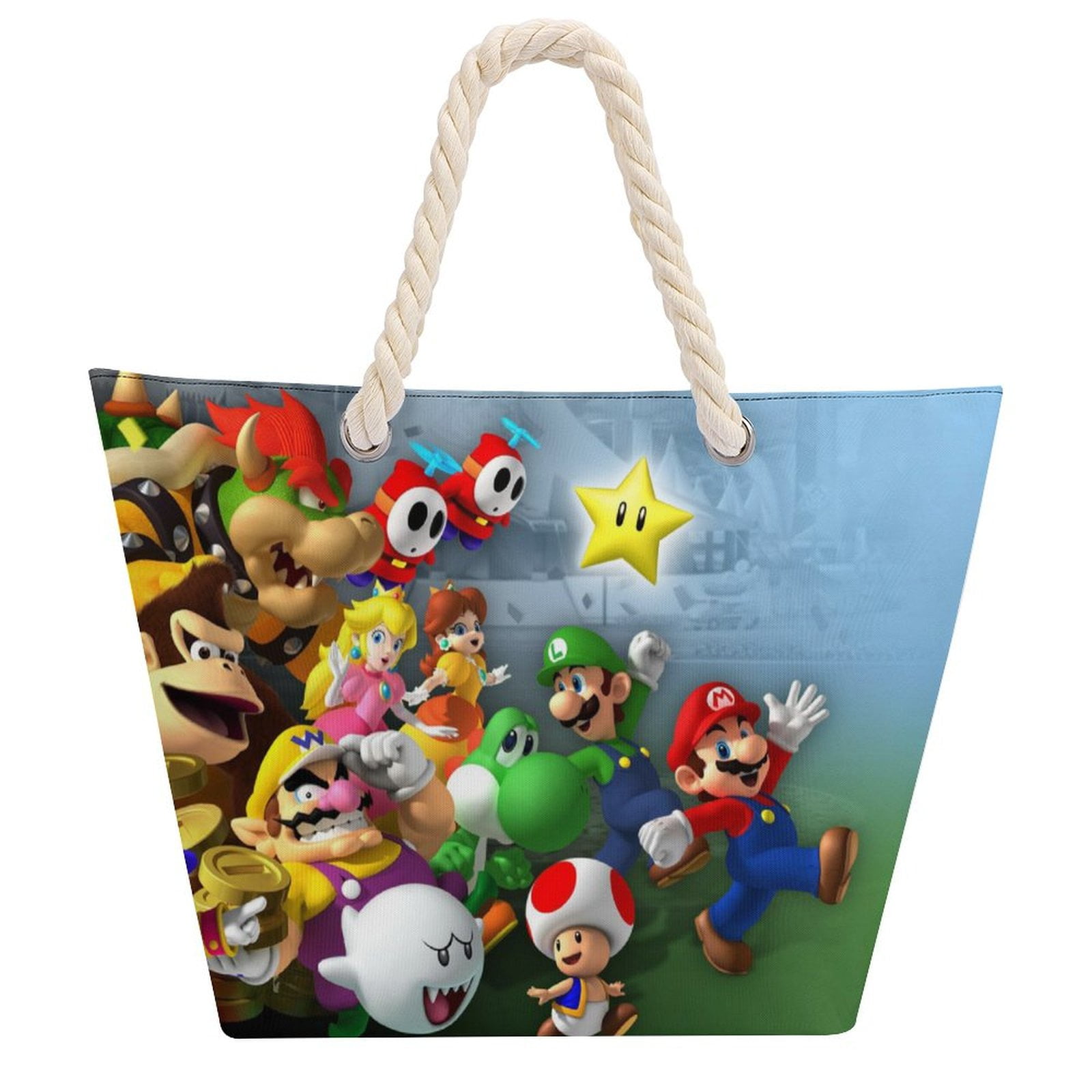 Super Mario Bros Game Hemp Rope Tote Bag Fashion Travel Shopping School ...