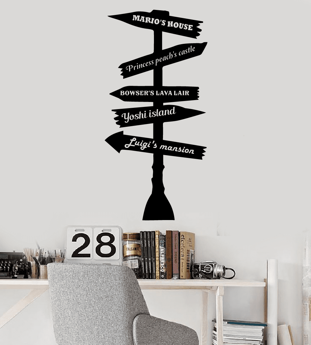 Super Mario Bros Game Map Pathway Signage Cartoon Wall Sticker Art ...