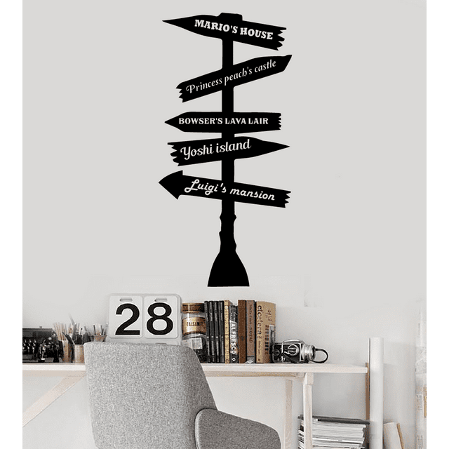 Super Mario Bros Game Map Pathway Signage Cartoon Wall Sticker Art ...