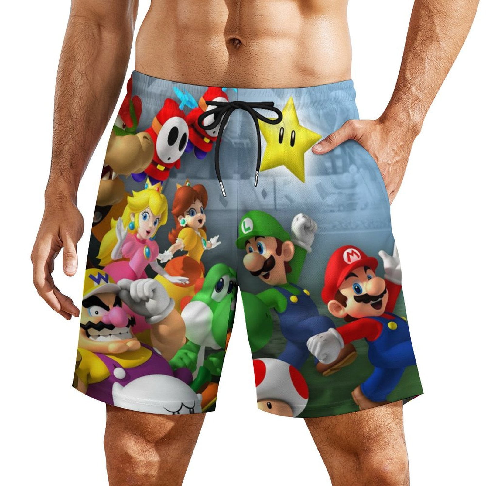 Super Mario Bros Game Men's Board Shorts Swim Trunks Quick Dry Beach ...