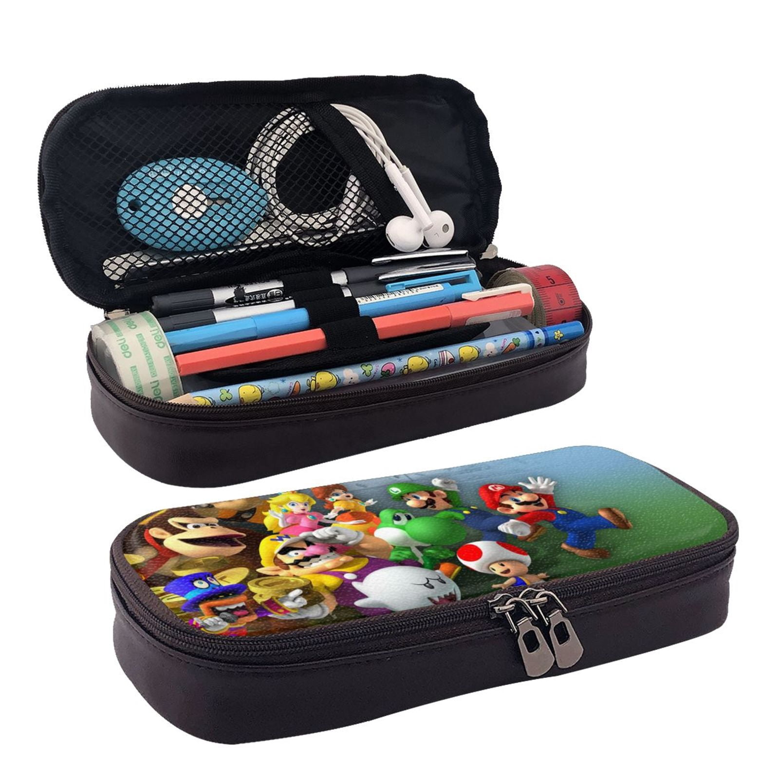 Super Mario Bros Game Pencil Case Brown Leather Pen Bag Stationery ...